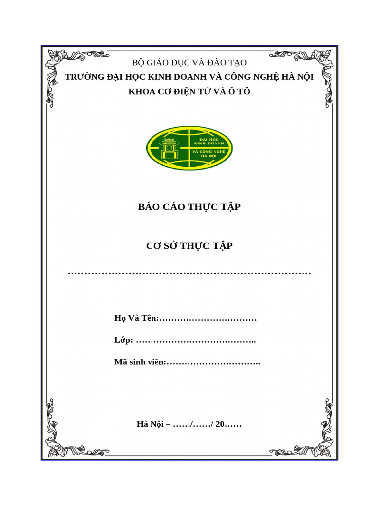Mau Bao Cao Thuc Tap | PDF