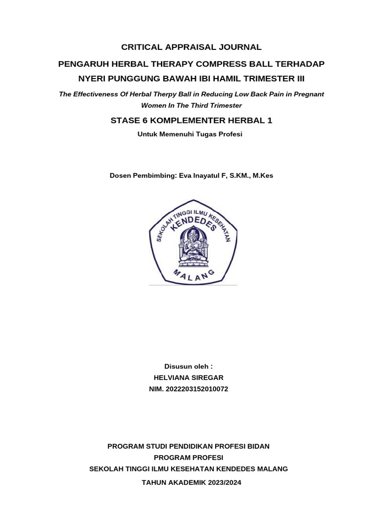 Helviana Siregar - Critical Appraisal Journal | PDF