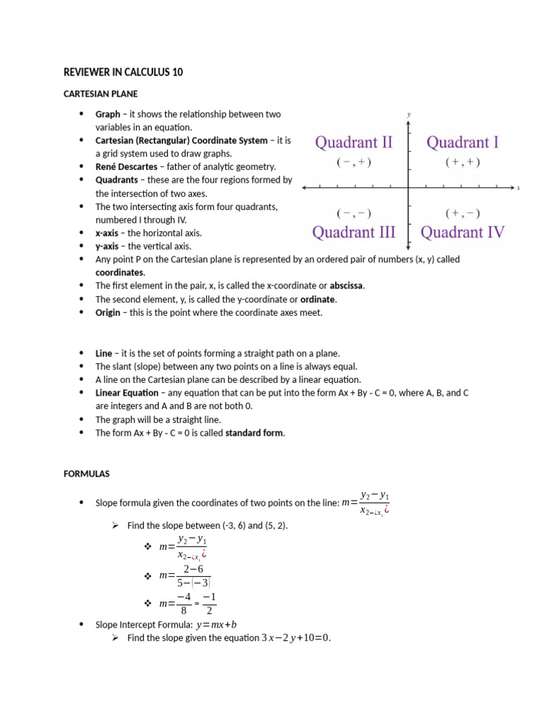 Reviewer in Calculus 10 1ST Monthly 1 | PDF