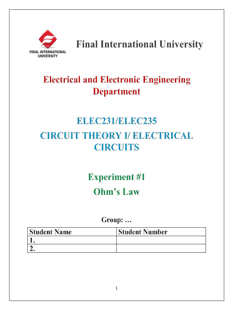 Elec231 Lab1 | PDF
