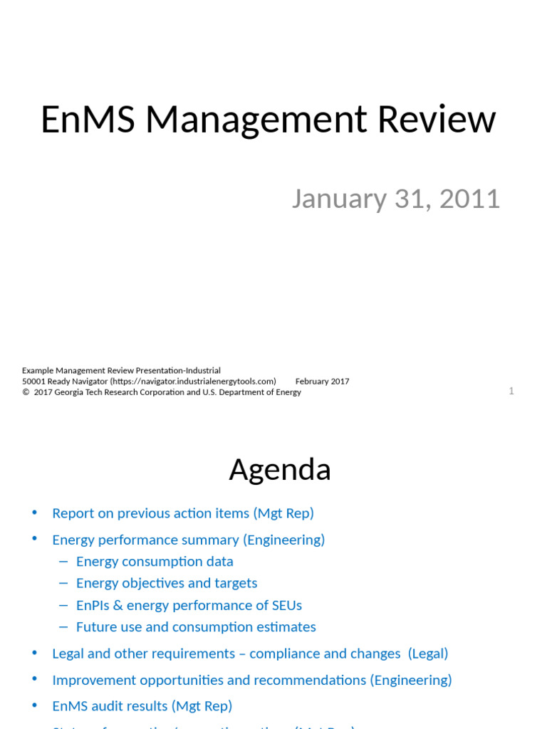 Management Review Presentation - Industrial (Example) | PDF