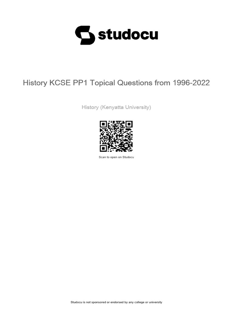 History Kcse pp1 Topical Questions From 1996 2022 | PDF | Kenya | Africa