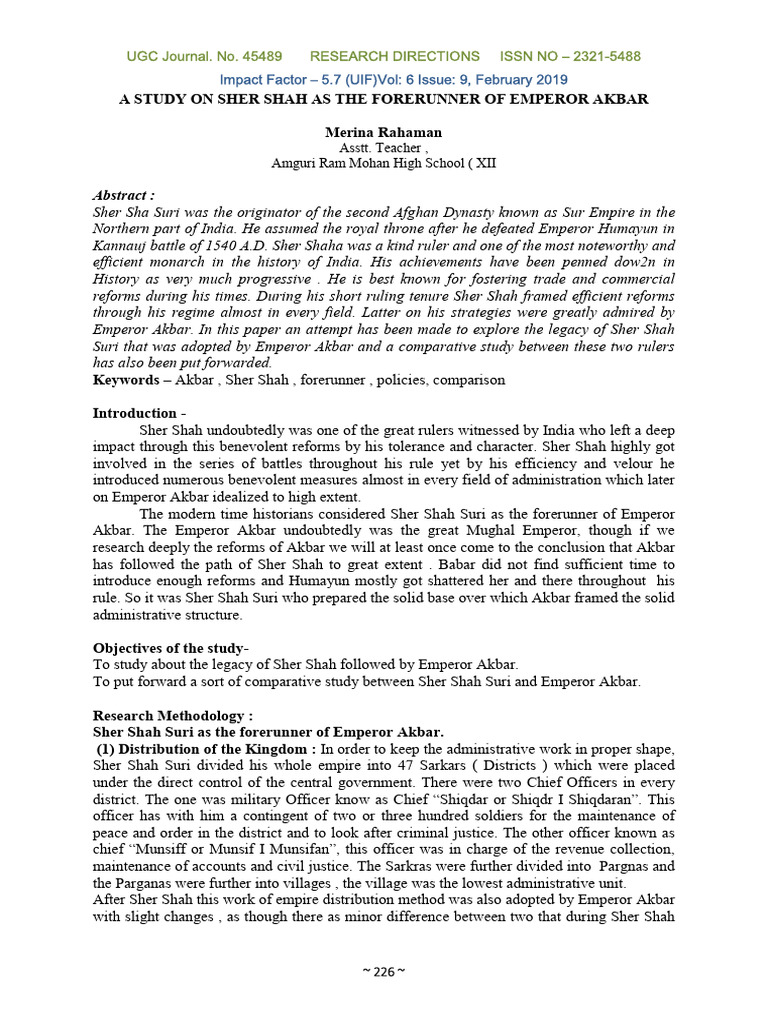 A Study On Shersha | PDF