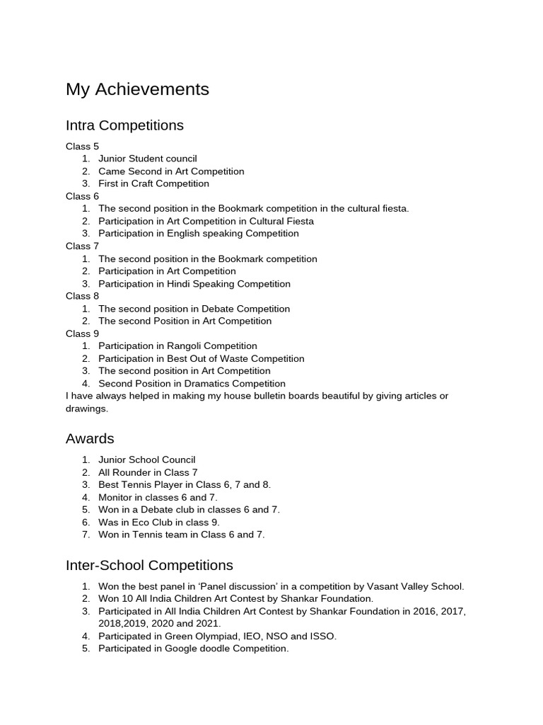 My Achievements | PDF