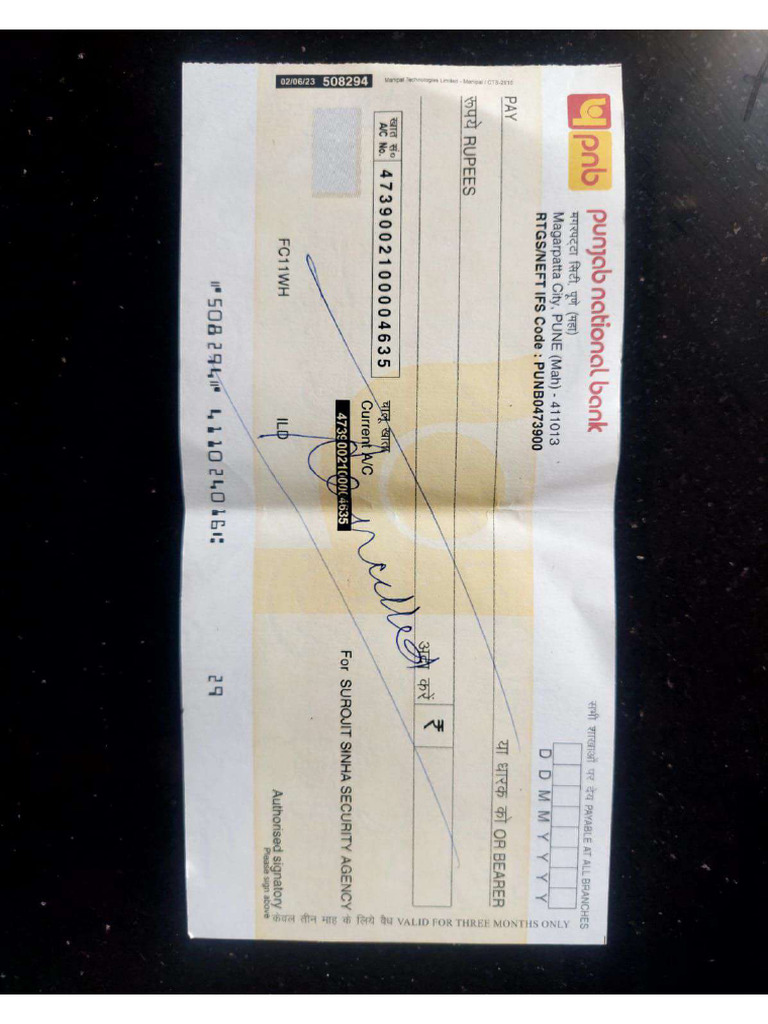 Cancelled Cheque SSSA | PDF