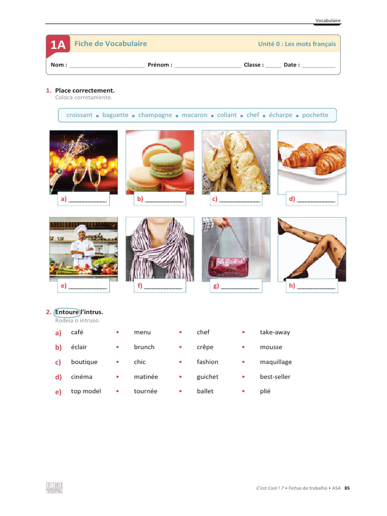 Vocabulaire C'est Cool ! 7 | PDF | Couleur | Arc en ciel