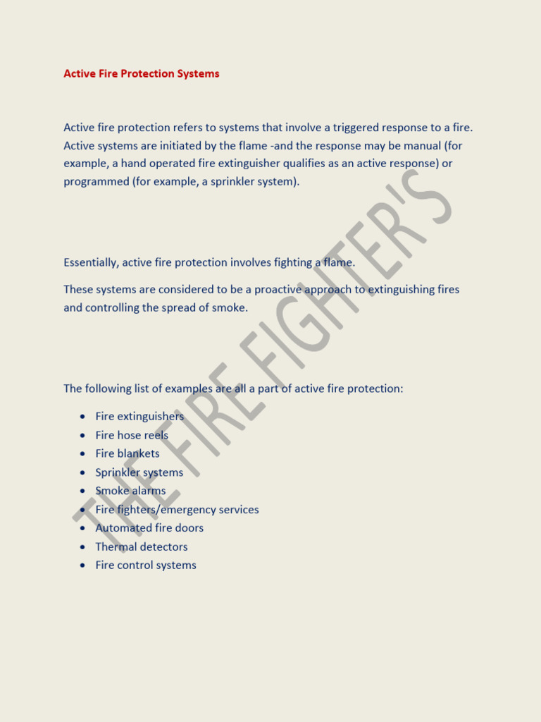 Active Fire Protection Systems | PDF