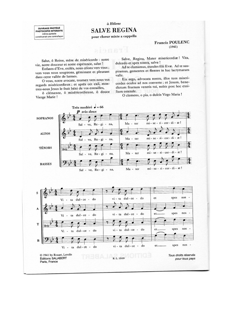 Salve Regina - Poulenc | PDF