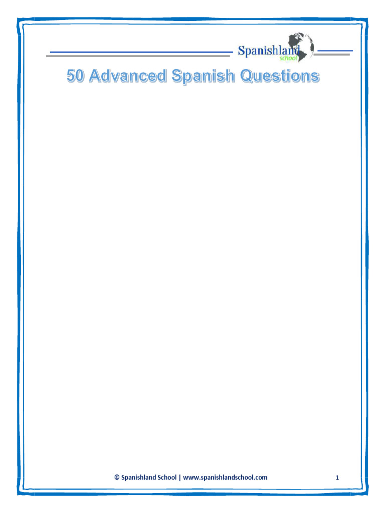 50 Advanced Spanish Questions Cheat Sheet | PDF