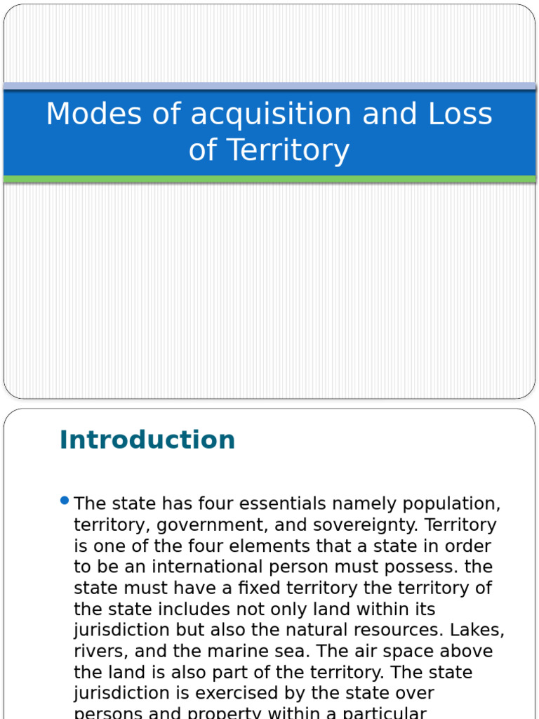Modes of Acquisition and Loss of Territory | PDF