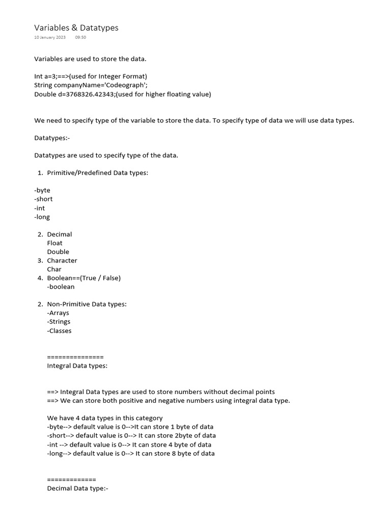 Variable Datatypes | PDF