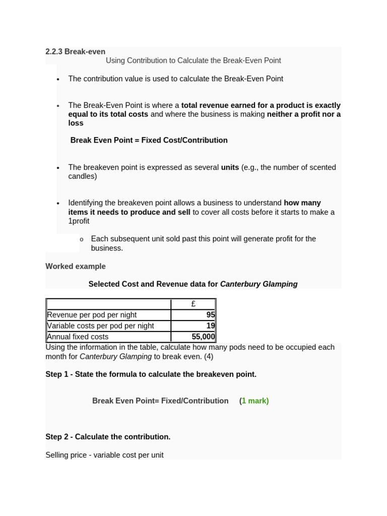 2.3.2.3 Break-Even | PDF