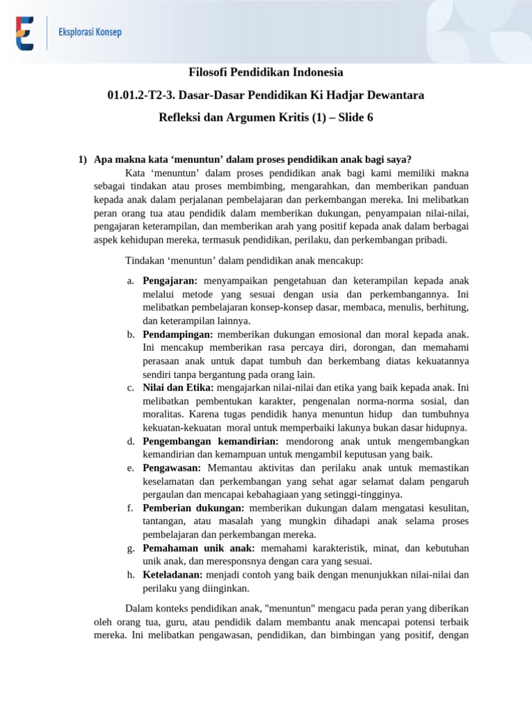 Topik 2 - Eksplorasi Konsep (6) Filosofi Pendidikan Indonesia | PDF