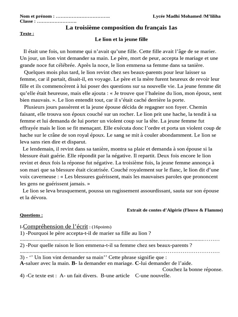 Devoir 1as Scientifique | PDF