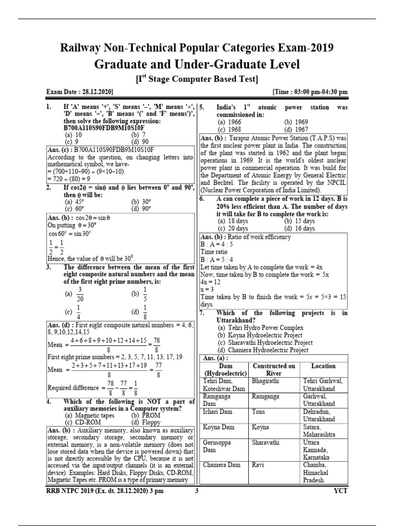YCT 2022 RRB NTPC CBT 1st Stage Solved Papers English Medium Volume 3 | PDF YCT 2022 RRB NTPC CBT 1st Stage Solved Papers English Medium Volume 3 | PDF