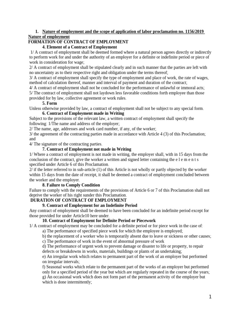 Labour Proclamation | PDF