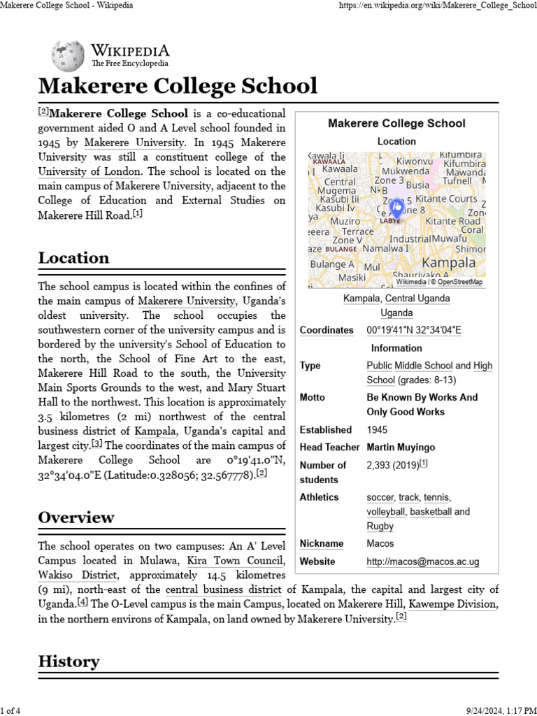 Makerere College School | PDF