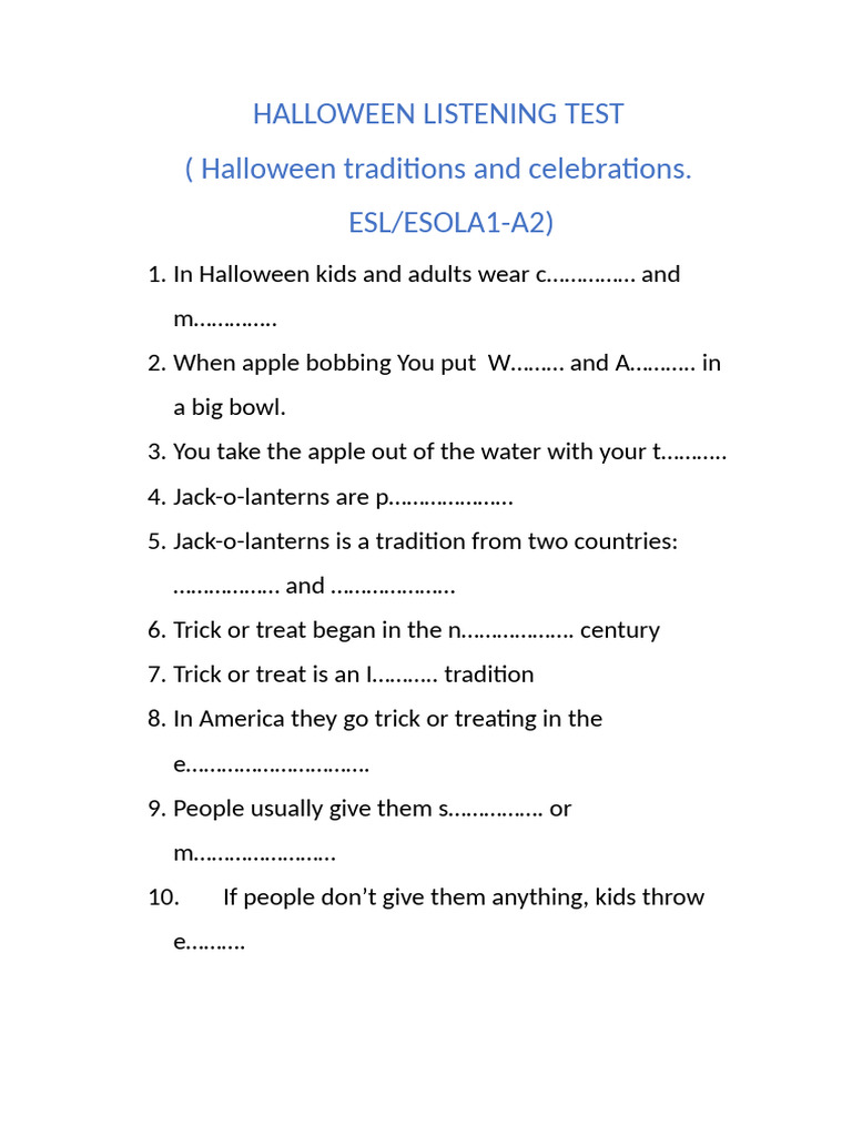 Halloween Listening Test | PDF