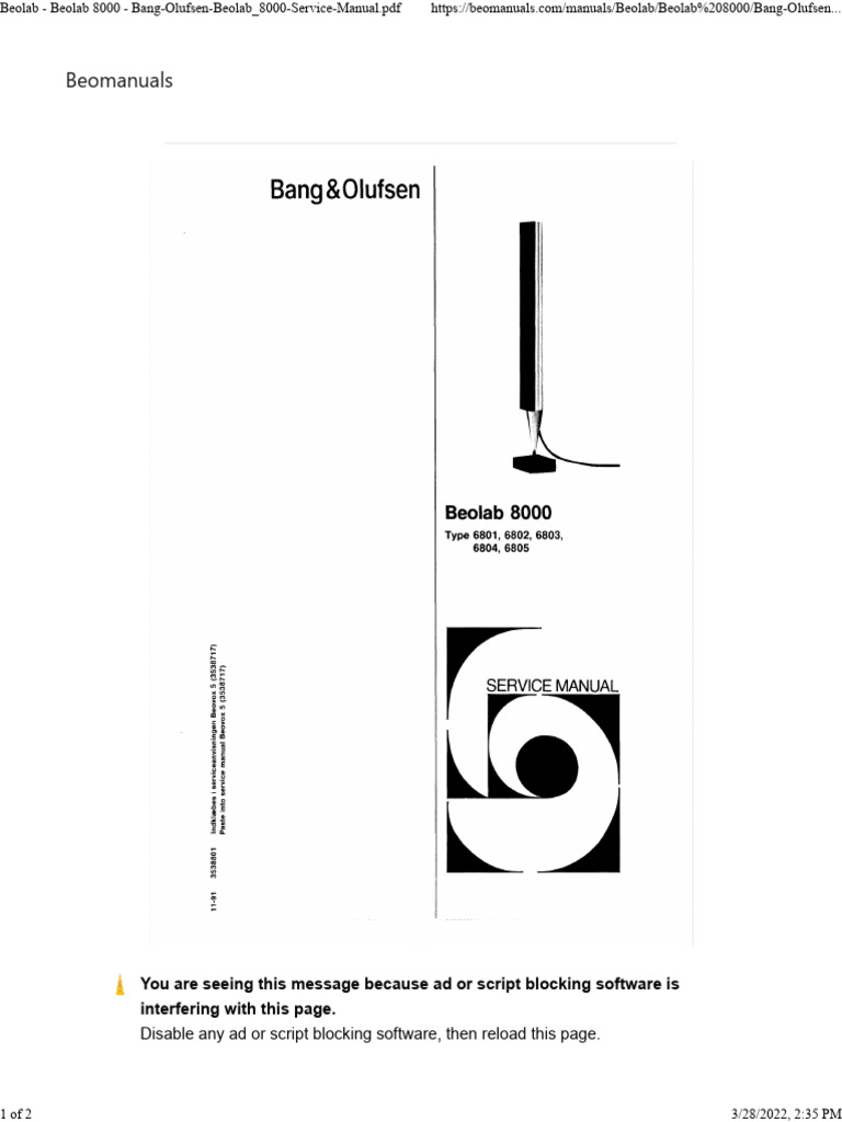 Beolab - Beolab 8000 - Bang-Olufsen-Beolab - 8000-Service-Manual | PDF