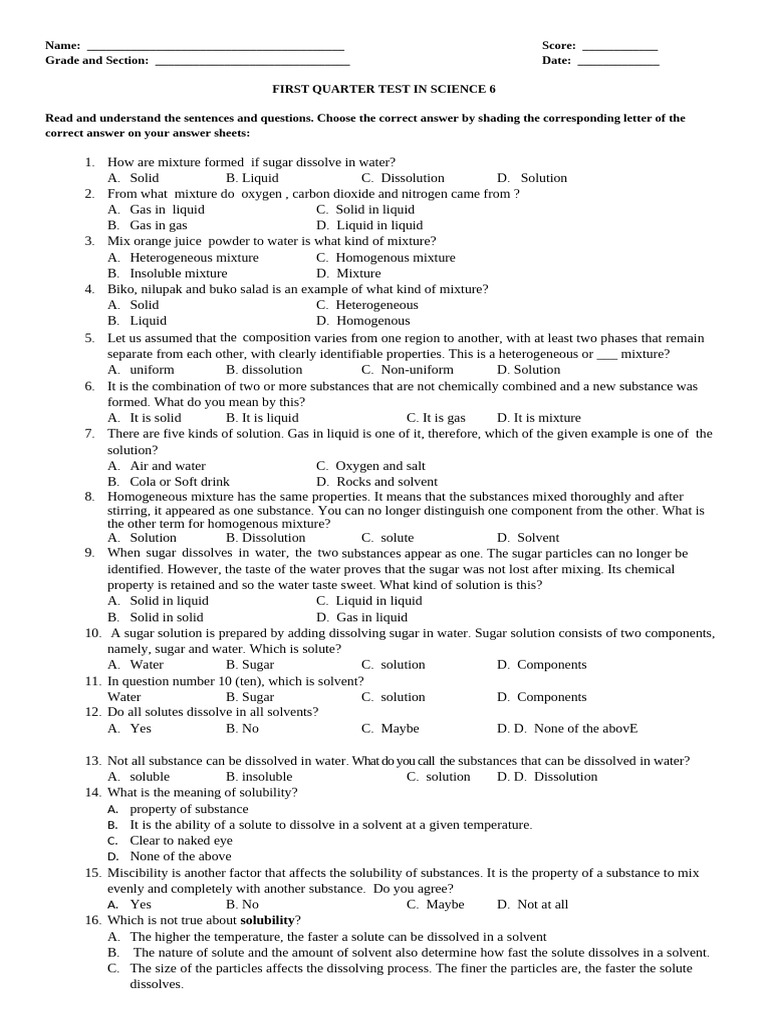 Colloids and Mixtures in Science 6 | PDF | Mixture | Language Arts ...