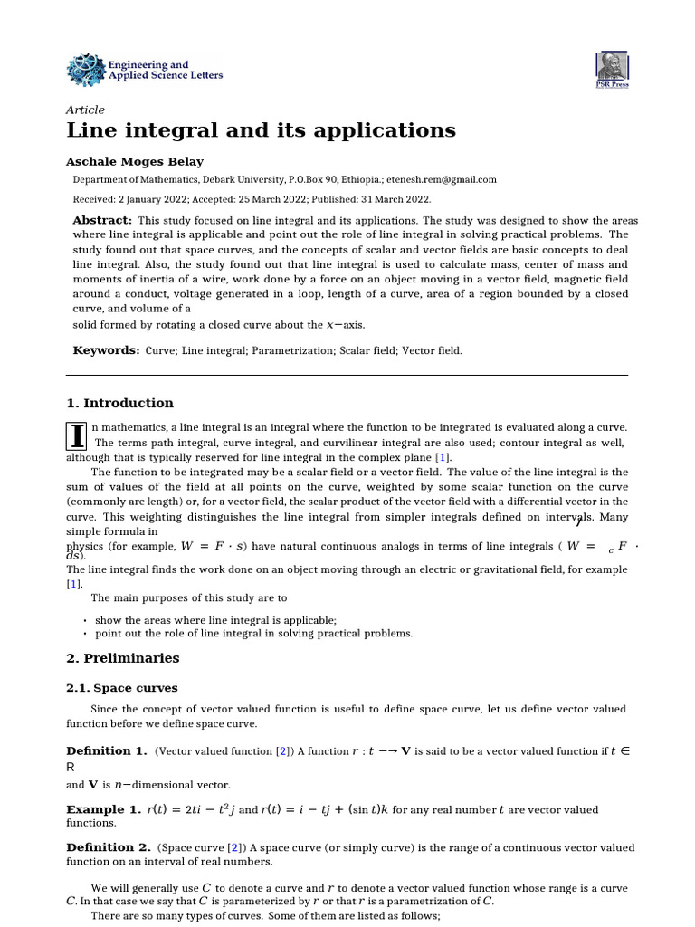 Line Integral and Its Applications | PDF