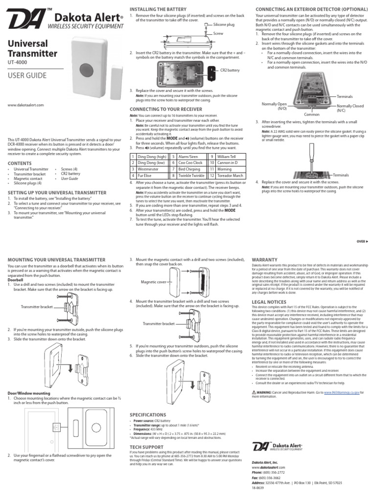 UT-4000 User Manual | PDF