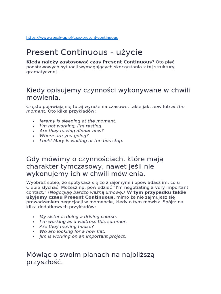 Present Continuous | PDF