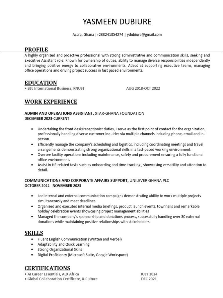 Yasmeen Dubiure EA | PDF | Career & Growth