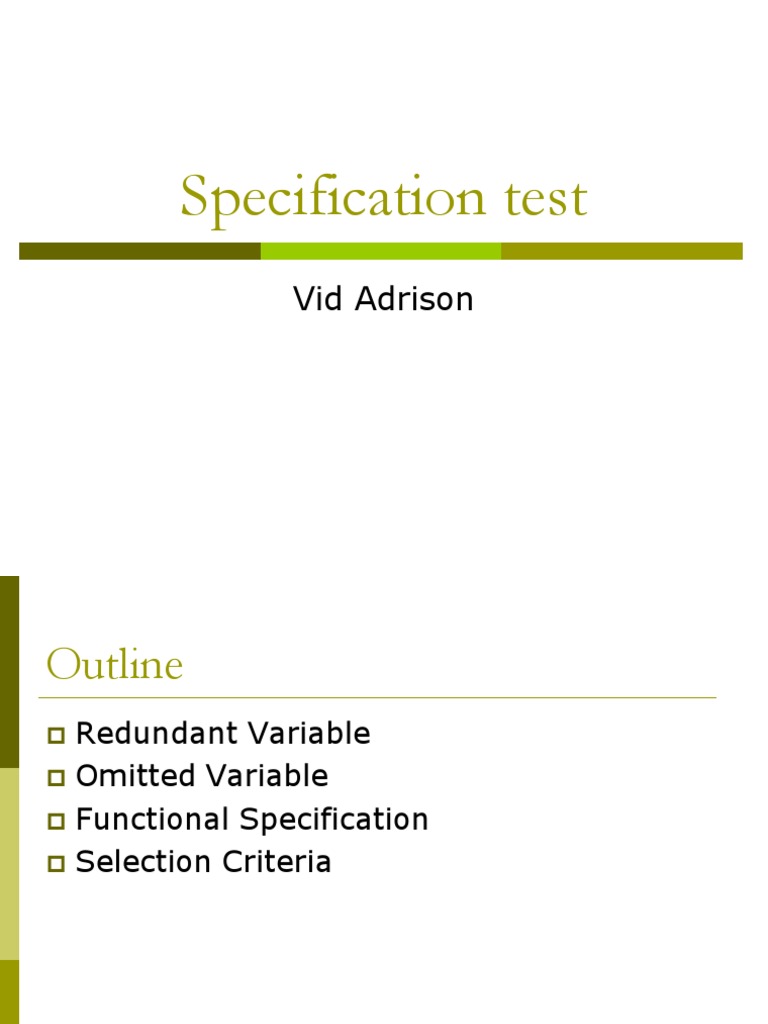 Specification Test | PDF | Coefficient Of Determination | Errors And ...