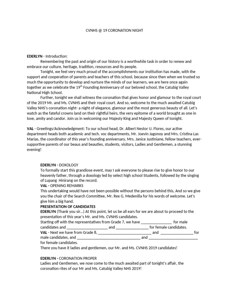 Coronation Script | PDF