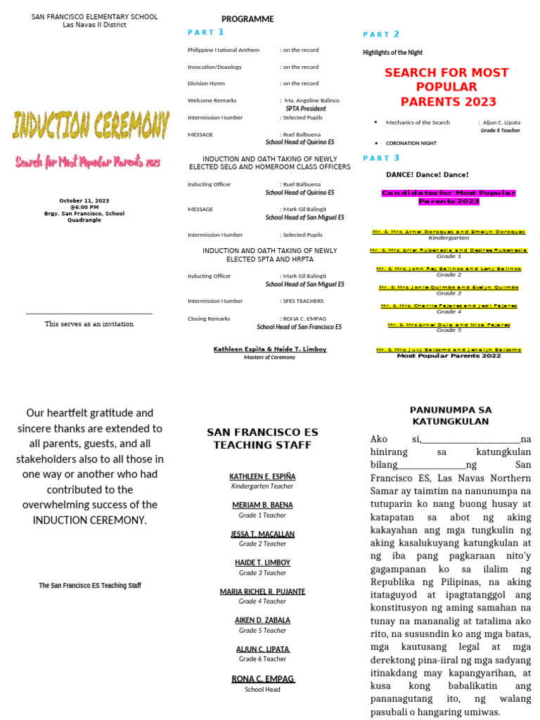 Induction Ceremony Invitation | PDF