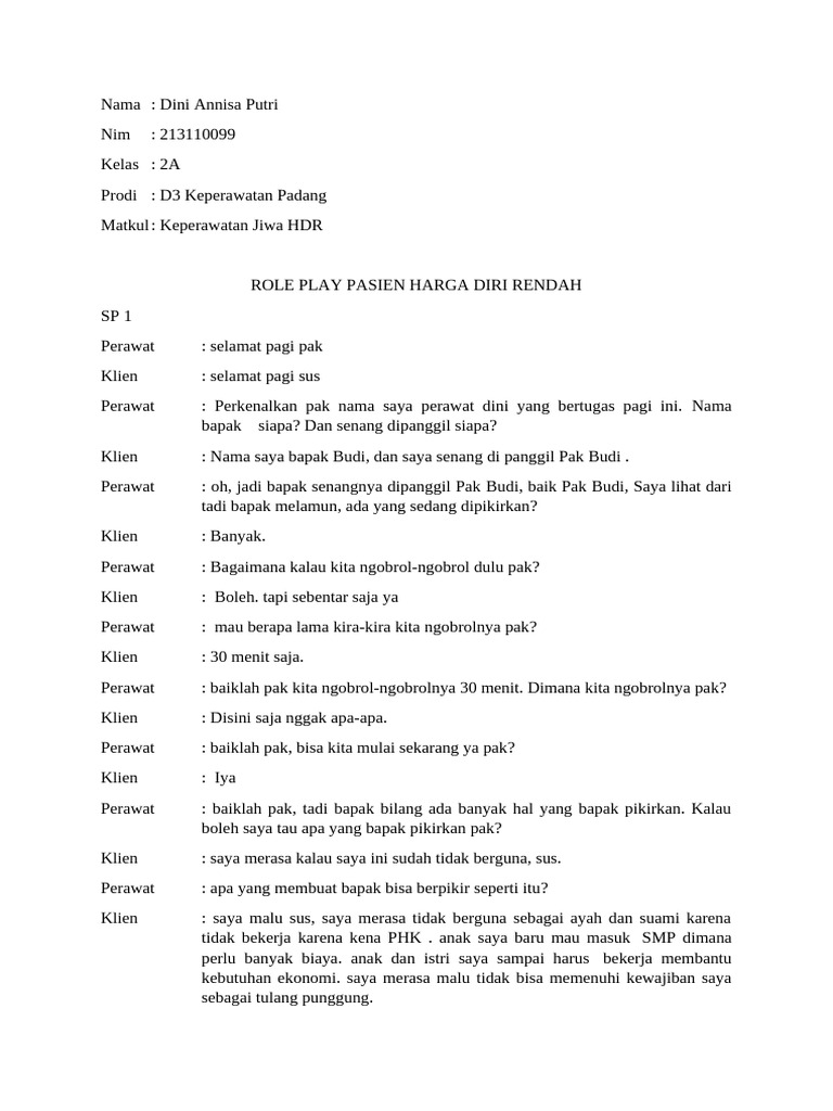 Roleplay HDR SP2-Dini Annisa Putri-213110099 | PDF