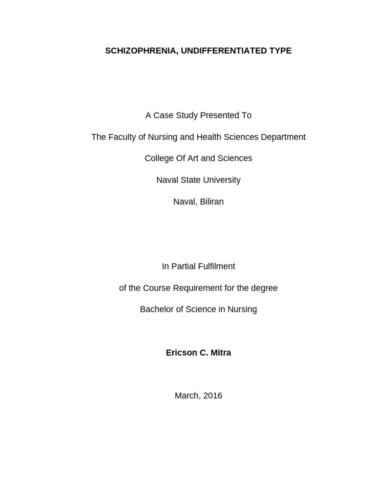 Preliminary Pages of Sample Case Study For Psychiatric Nursing | PDF