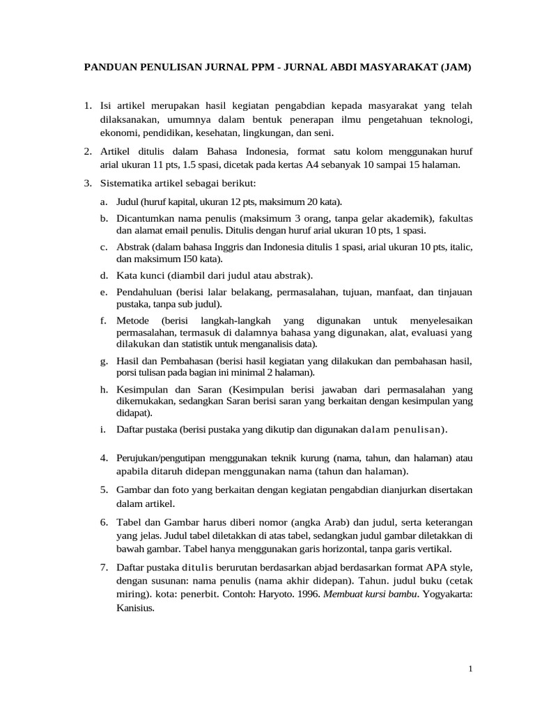 Panduan Penulisan Jurnal Jam | PDF