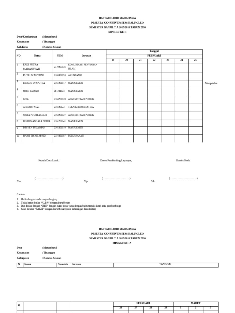 ABSEN KKN | PDF