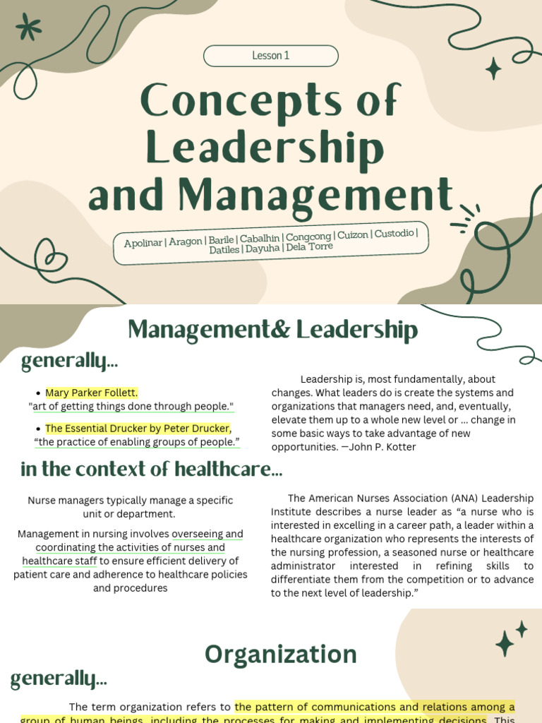 G1 4A Concepts of Leadership and Management | PDF