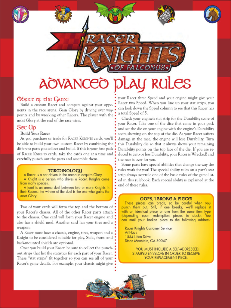 Racer Knights Rules Advanced | PDF