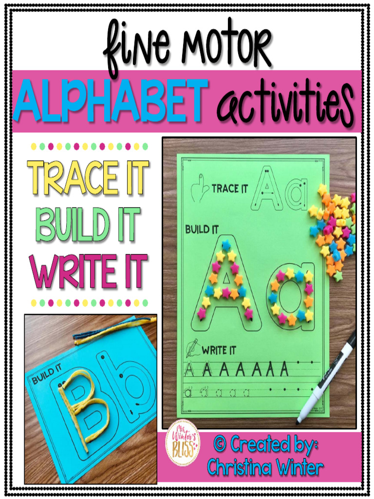 Alphabet Activities - Fine Motor Fun TRACE BUILD WRITE IT Preview | PDF