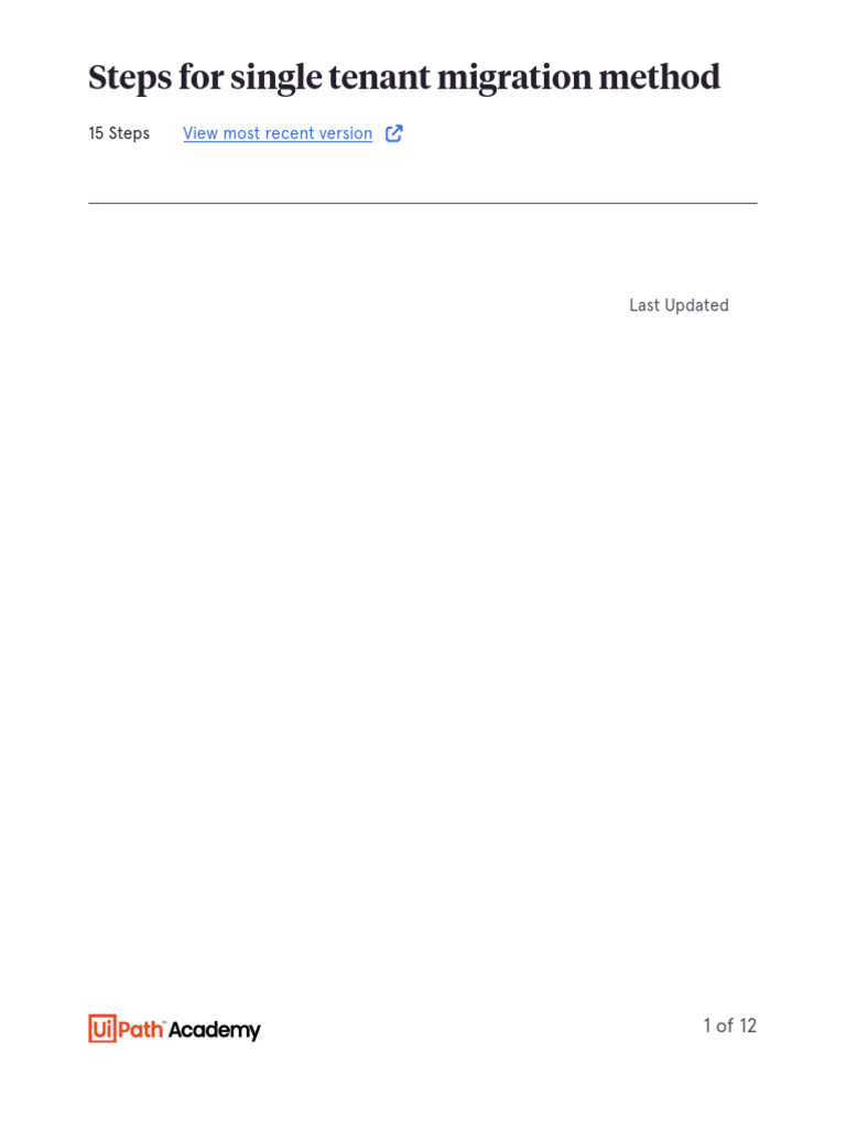 Steps For Single Tenant Migration Method | PDF