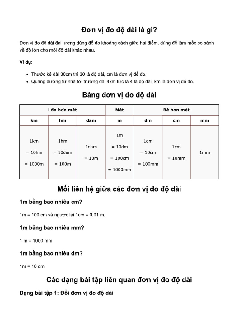 Bang Don Vi Do Do Dai | PDF