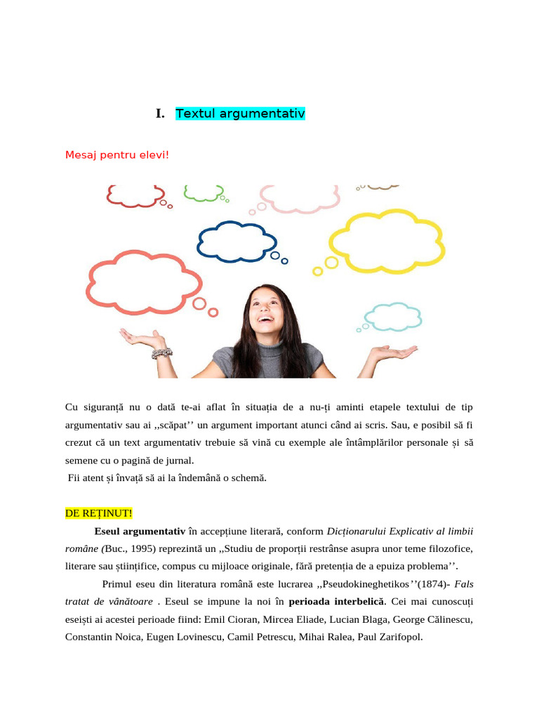 Textul Argumentativ Fise de Lucru | PDF