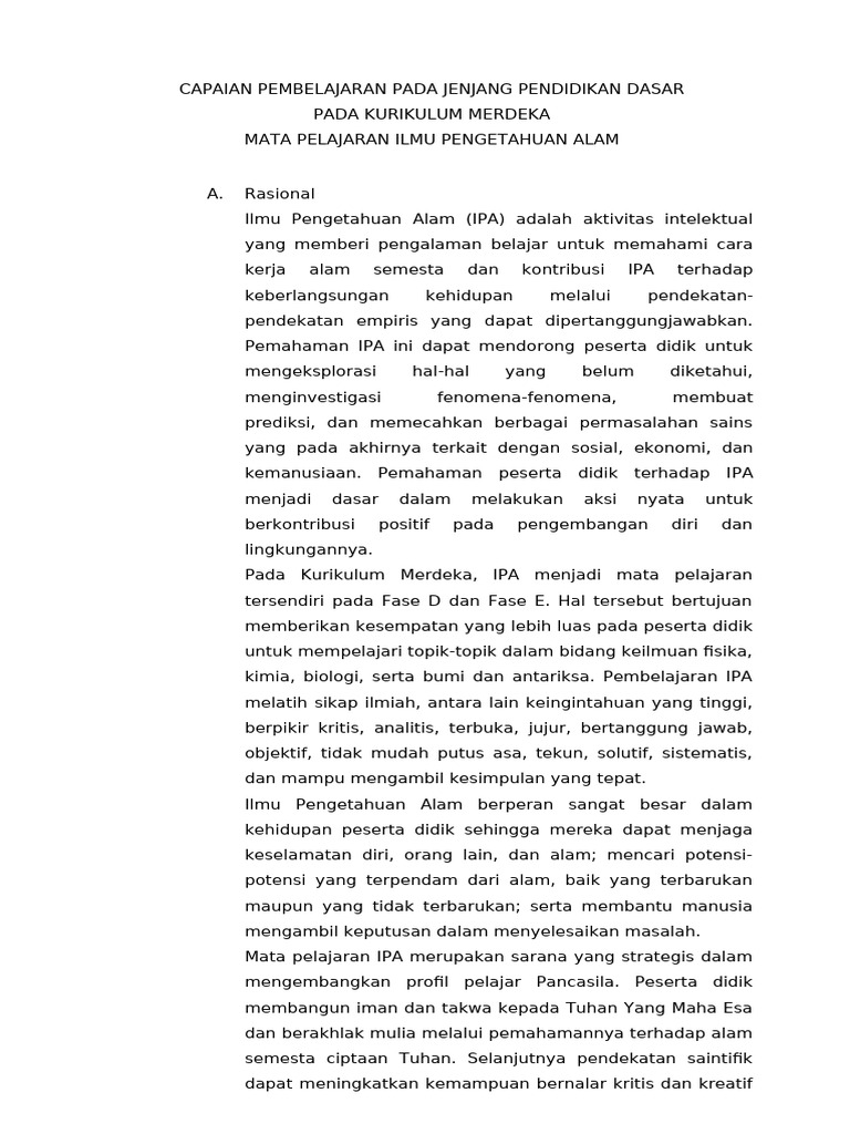 CP Mapel Ipa - Fase D - 2024 | PDF