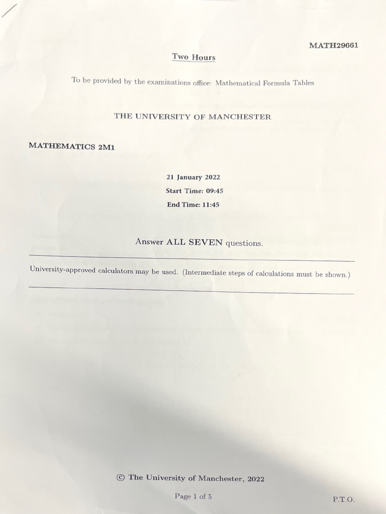 Mathematics Exam 2022 | PDF