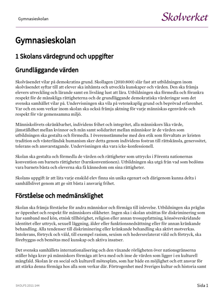 Gymnasieskolan | PDF