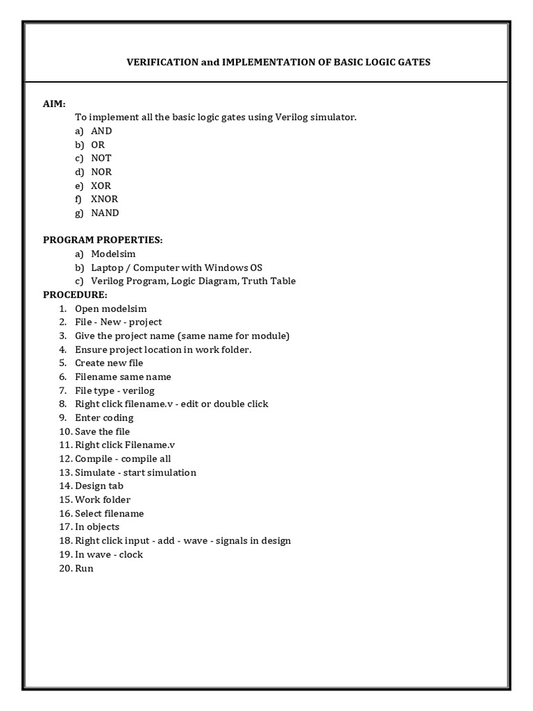 vERILOG SAMPLE EXPERIMENTS | PDF | Logic Gate | Computer Programming vERILOG SAMPLE EXPERIMENTS | PDF | Logic Gate | Computer Programming