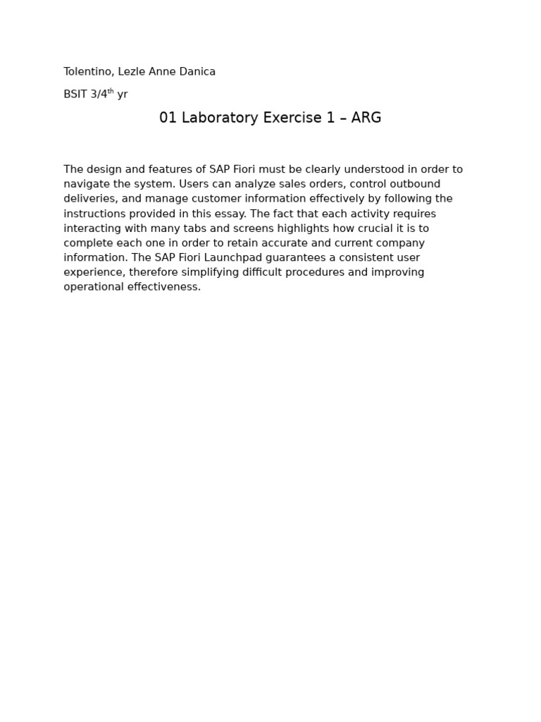01 Laboratory Exercise 1 Tolentino | PDF
