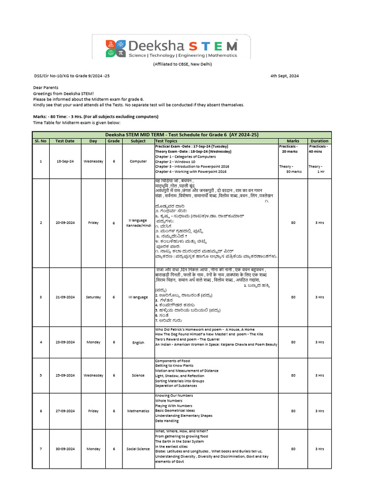 G6 Time Table - HYA | PDF