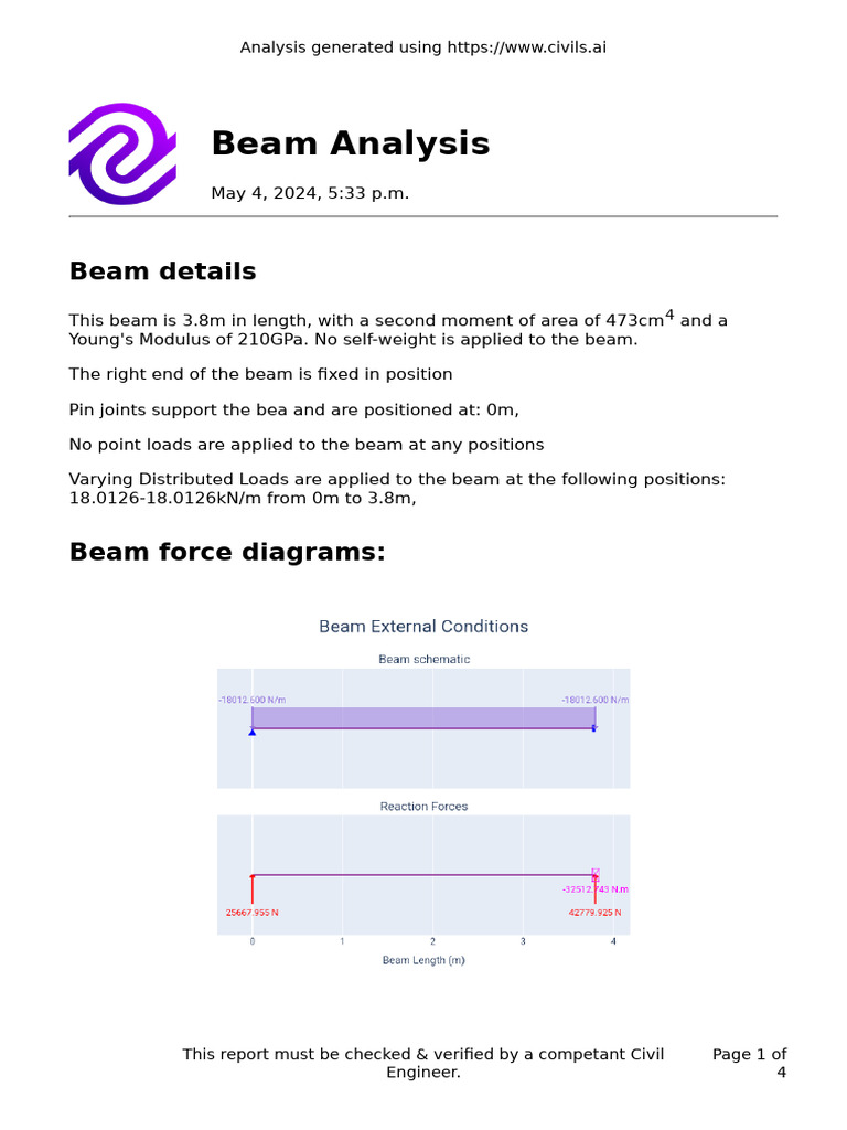 Civils.ai Beam Calculation | PDF