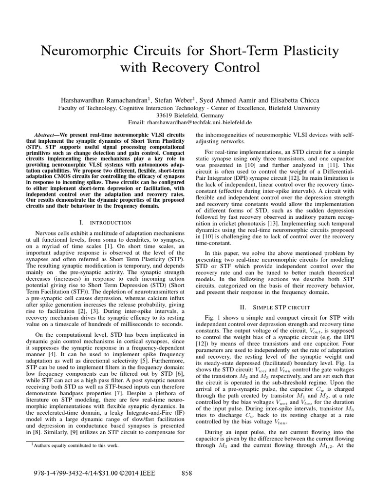 Neuromorphic Circuits For Short-Term Plasticity With Recovery Control | PDF