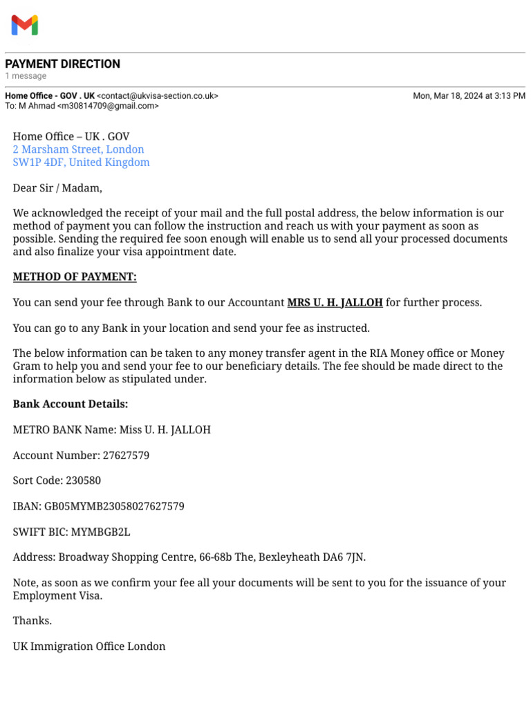 Gmail - PAYMENT DIRECTION | PDF